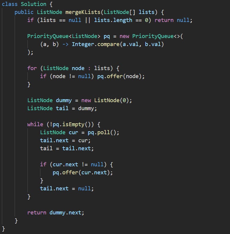 LeetCode #23: Merge k Sorted Lists — Solved in Java