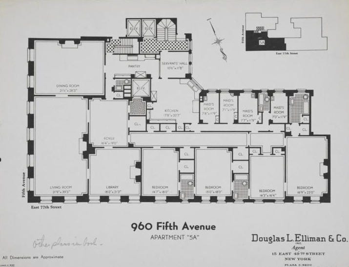 The history of Dr. Satterwhite's 20-room apartment at 960 Fifth Avenue