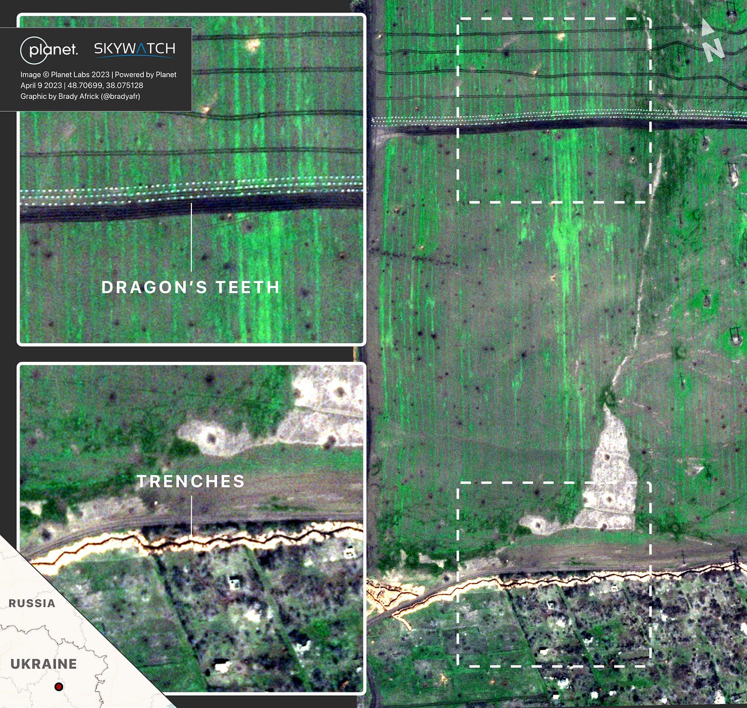 Russian field fortifications in Ukraine