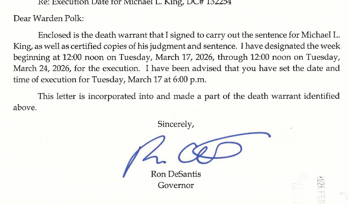 NEW WARRANT: Michael King's execution scheduled March 17