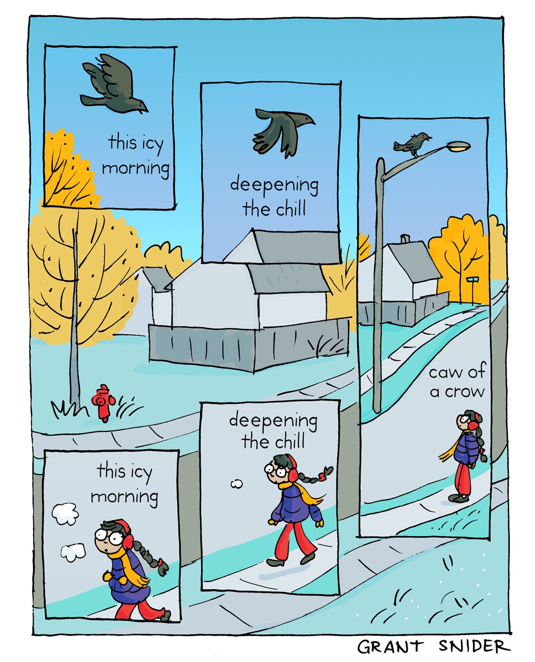 Birding While Running - by Grant Snider - Incidental Comics