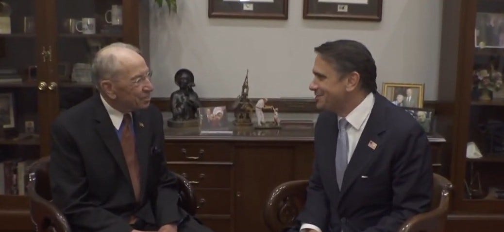 Chuck Grassley shields Todd Blanche from questions about Newsom allegations