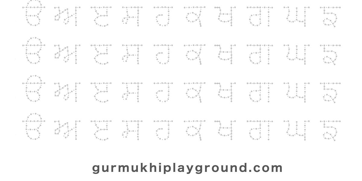 Gurmukhi Alphabets Dotted Tracing Sheet