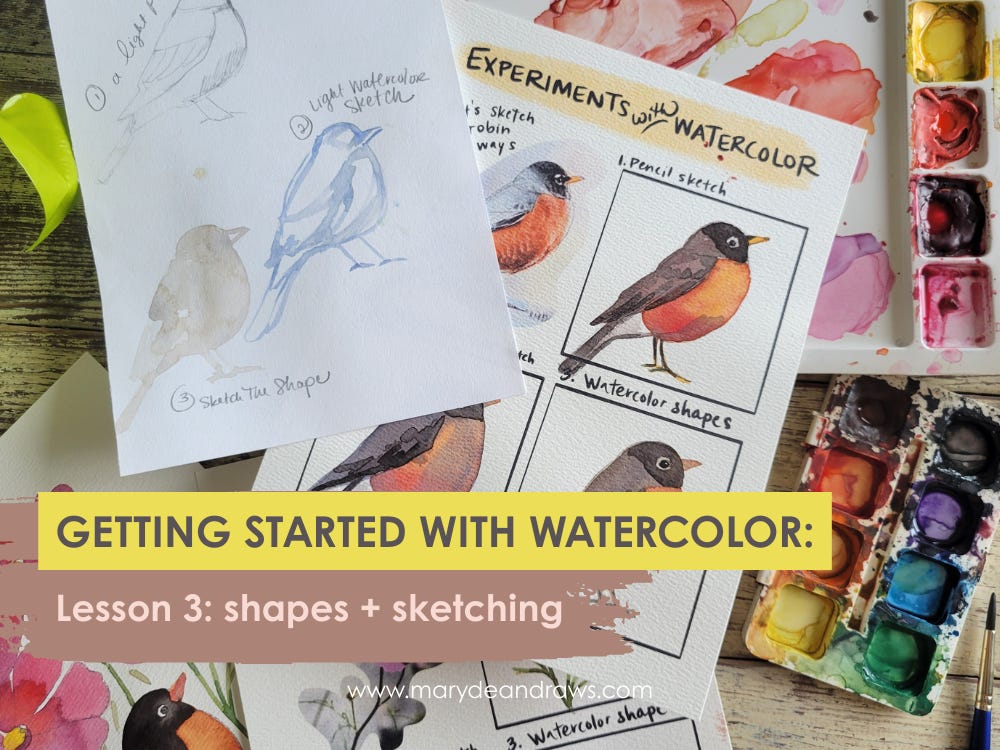 Getting Starting with Watercolor, Lesson 3: Experiments with shapes and ...