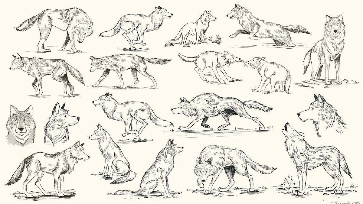 wolf pack drawing