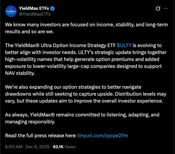 Did ULTY Fire It's Portfolio Managers?