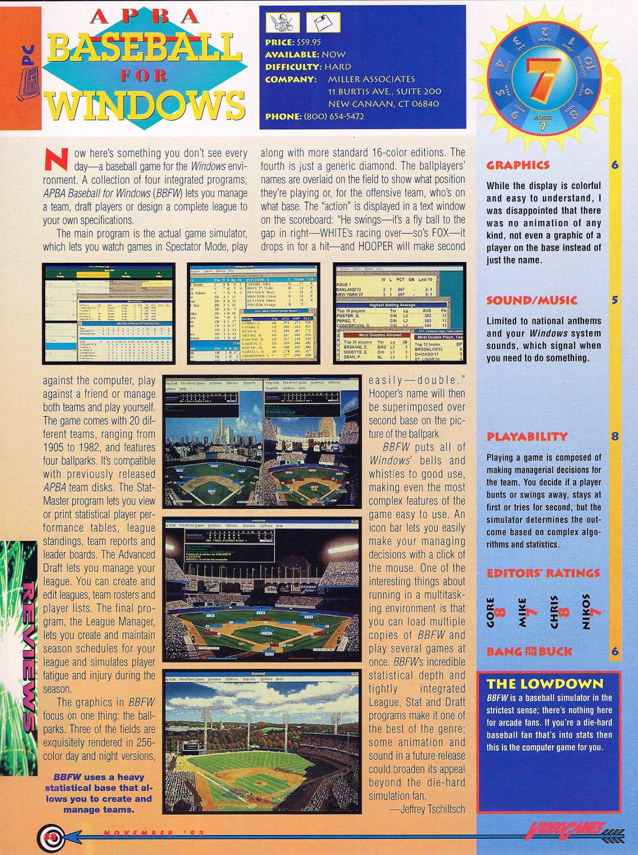 Mainstream Reviews of APBA Baseball For Windows