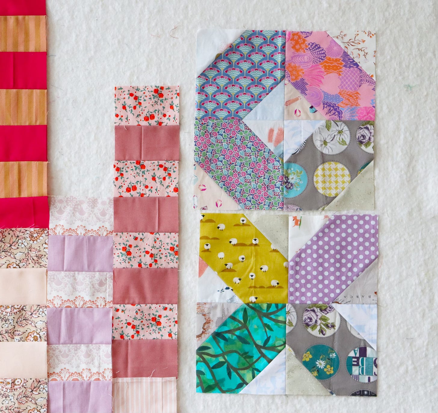 Hugs + Kisses quilt blocks - by Rachel LaBour