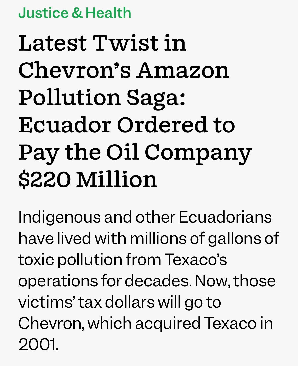 Chevron's New Outrage: Oil Giant Trying to Suck Millions In "Blood ...