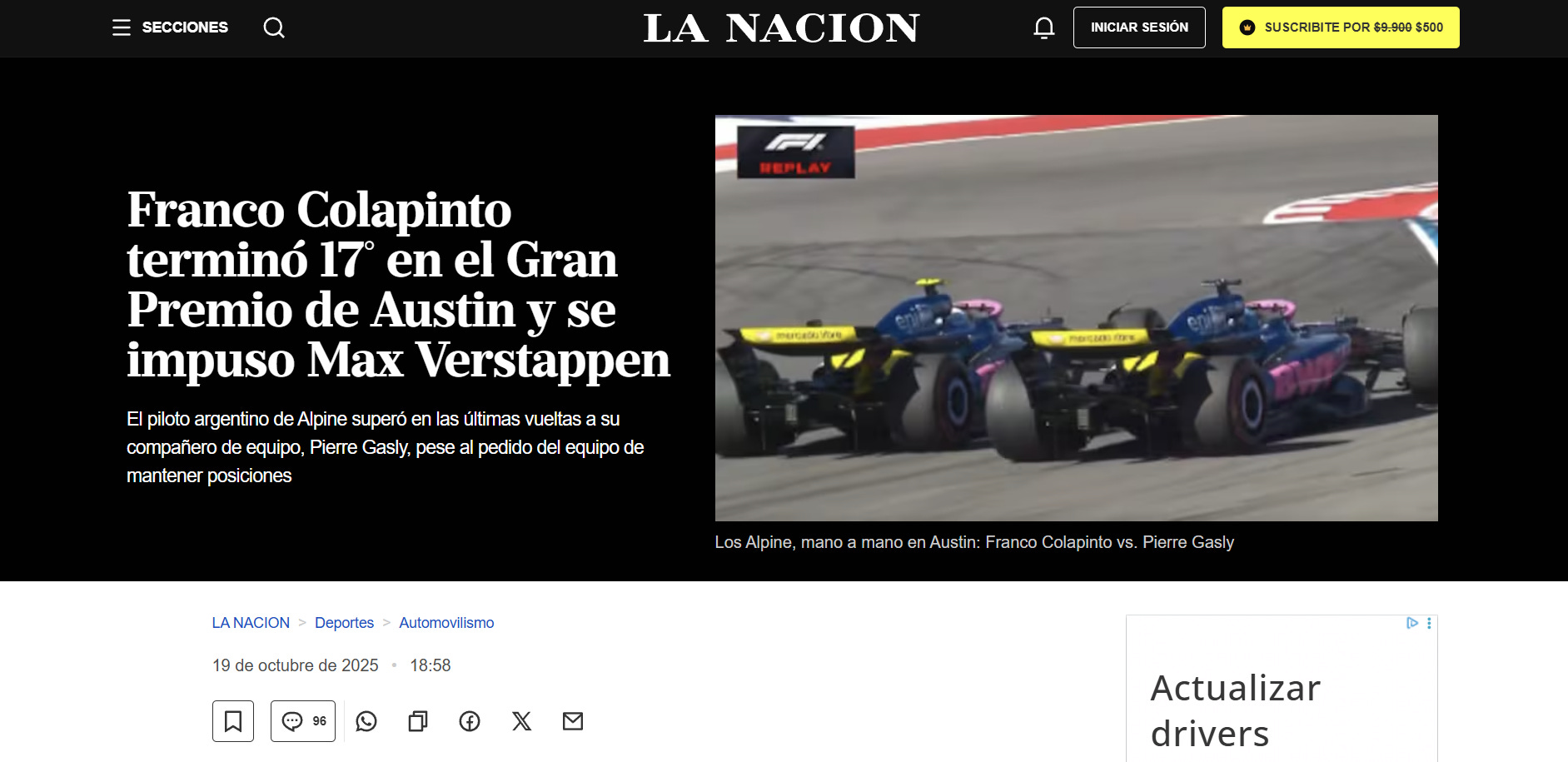 ¿Por qué hablar primero de Colapinto?