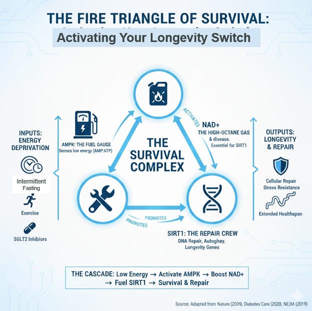 🔥 The Fire Triangle of Survival: How to Hit the Longevity Reset Button