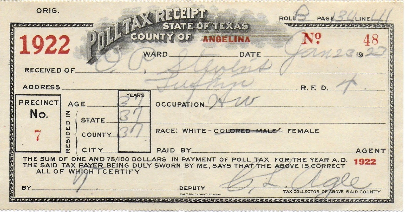 Poll Tax Receipts - by Paul Lukas