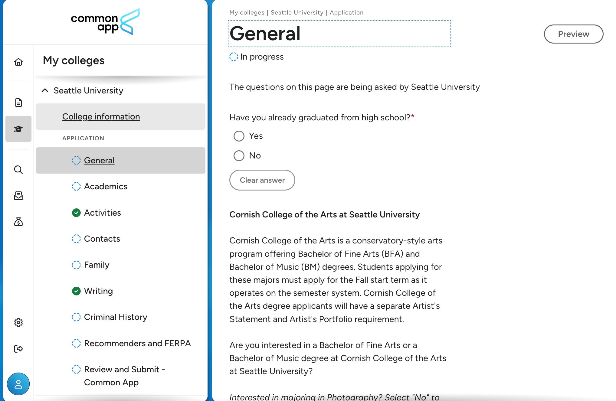 Common App Section by Section - College Questions