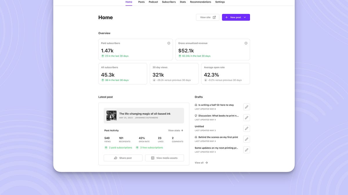 Introducing a new writer dashboard - On Substack