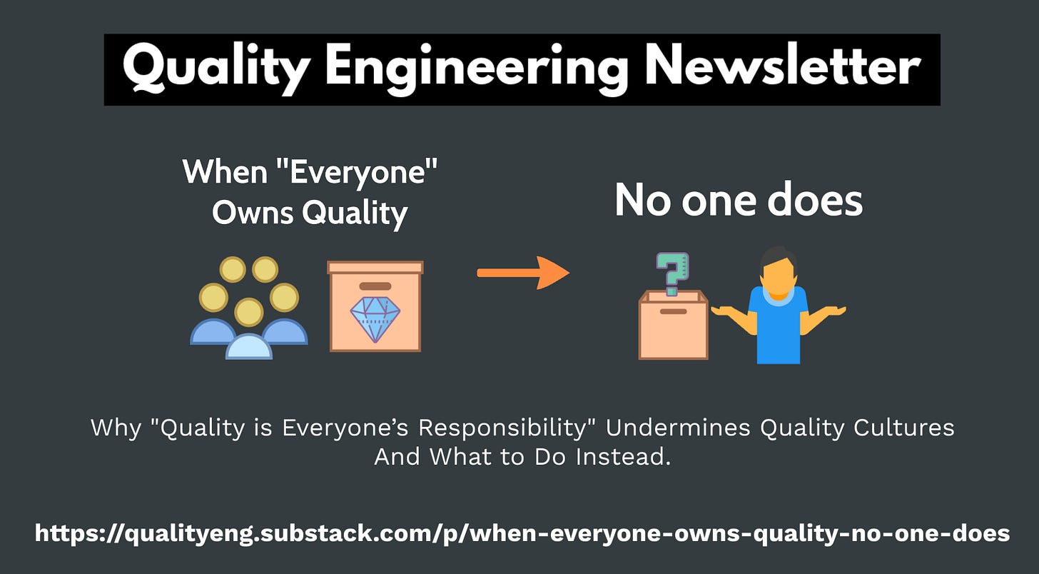 When "Everyone" Owns Quality, No One Does - by Jit Gosai
