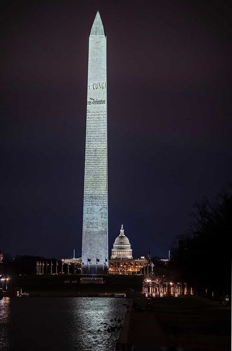 First Look at the Washington Monument Lit Up for America's 250th Birthday