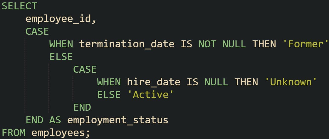 Writing CASE Expressions That Handle Nulls Well in SQL