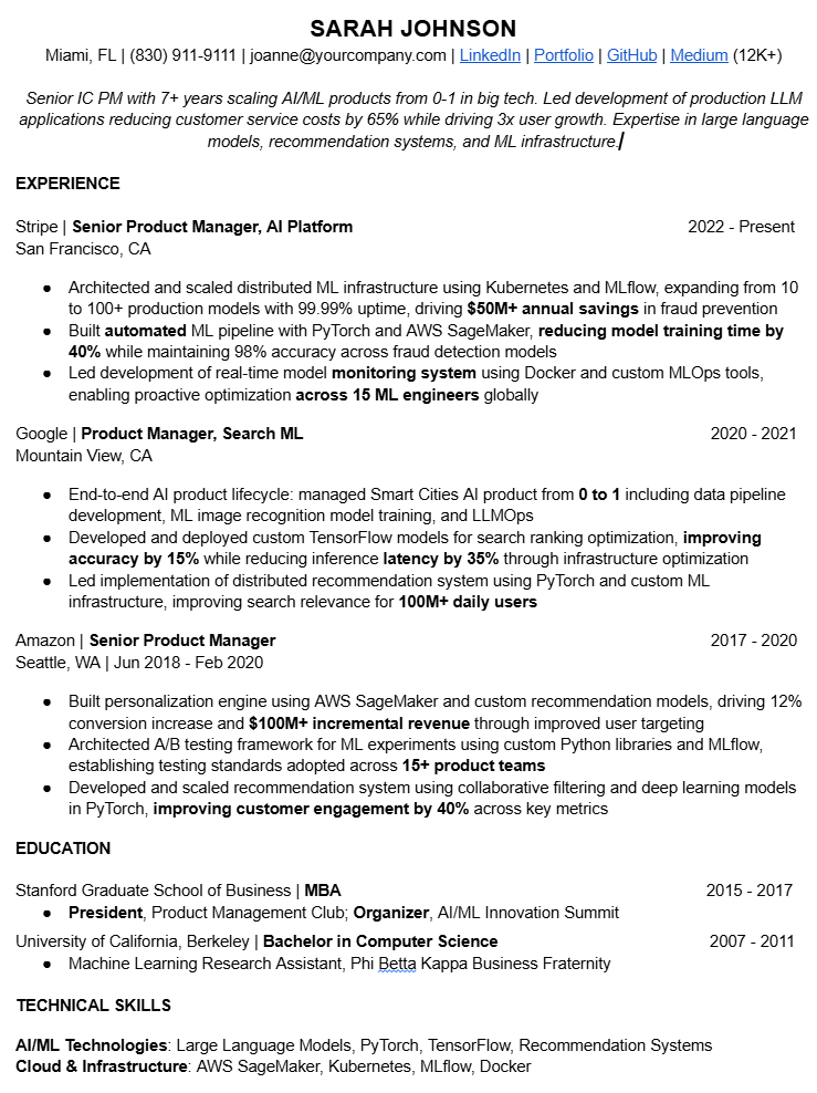 AI Product Manager Resume Guide 2026 (With Examples)
