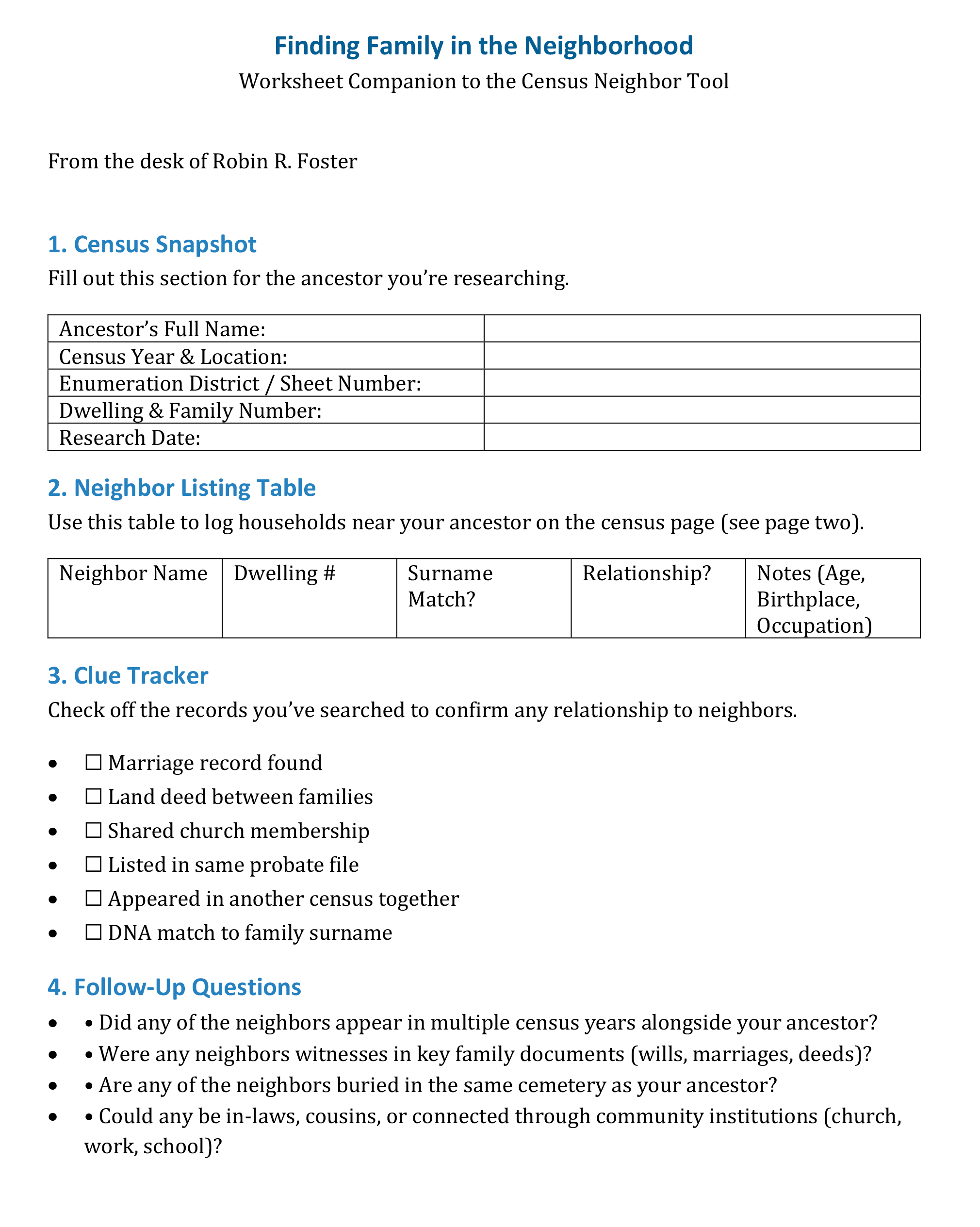 Who Were the Folks Next Door? How Your Ancestor’s Neighbors May Hold ...