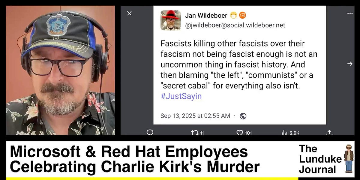 Microsoft & Red Hat Employees Celebrating Charlie Kirk's Murder