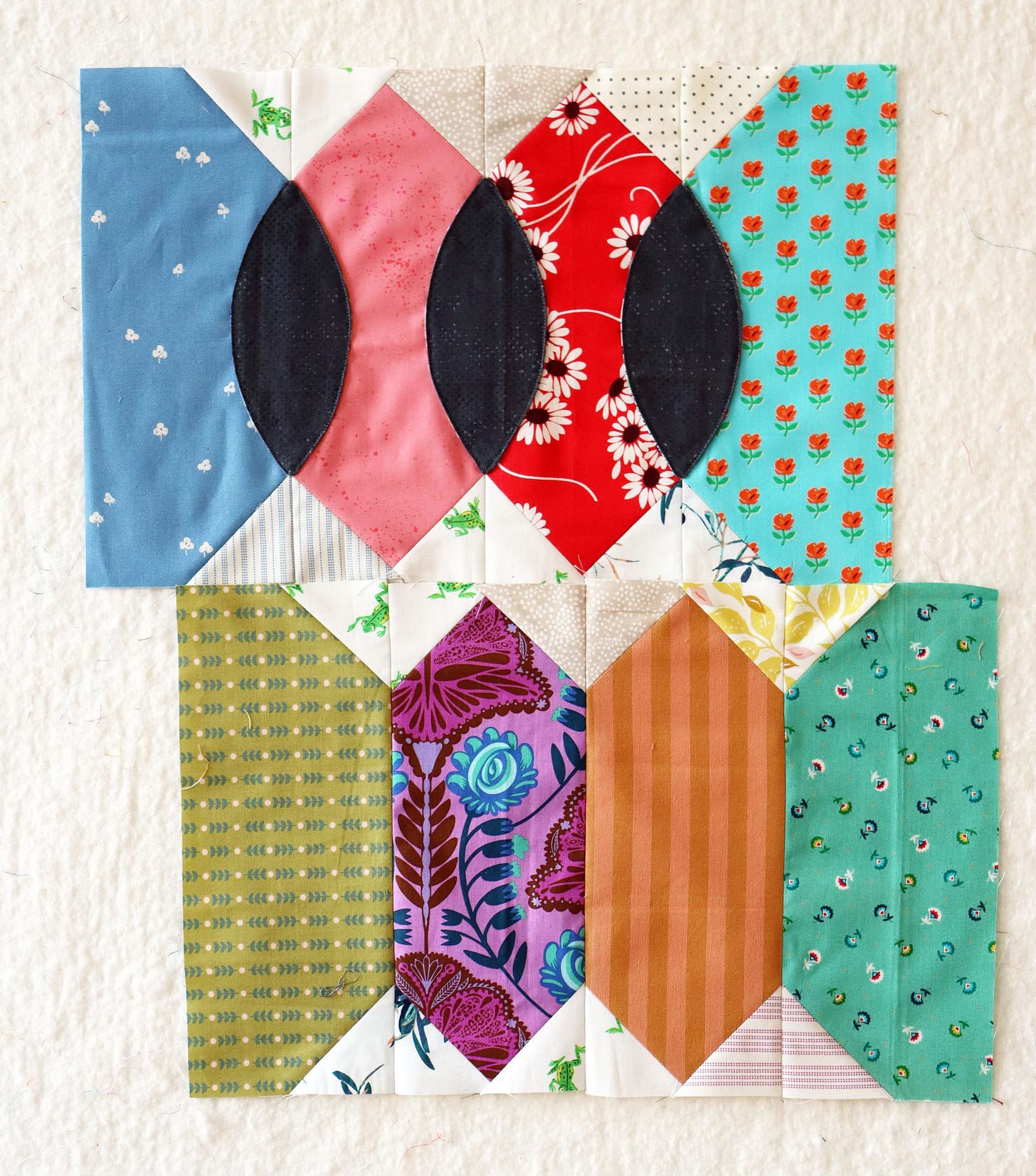 Arches patchwork - by Rachel LaBour - stitched in color