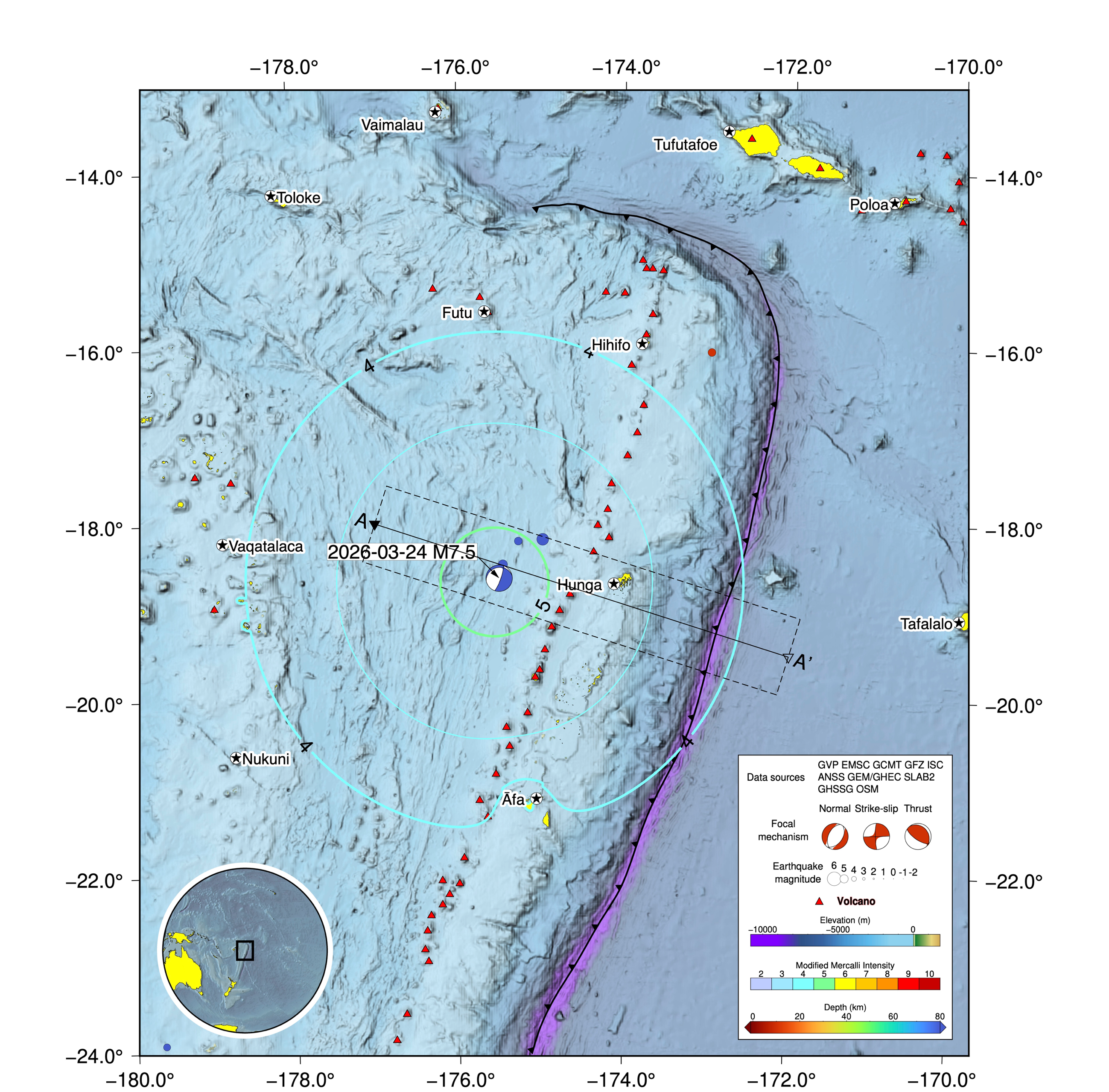 M7.5 earthquake near Tonga is the largest of 2026 (so far)