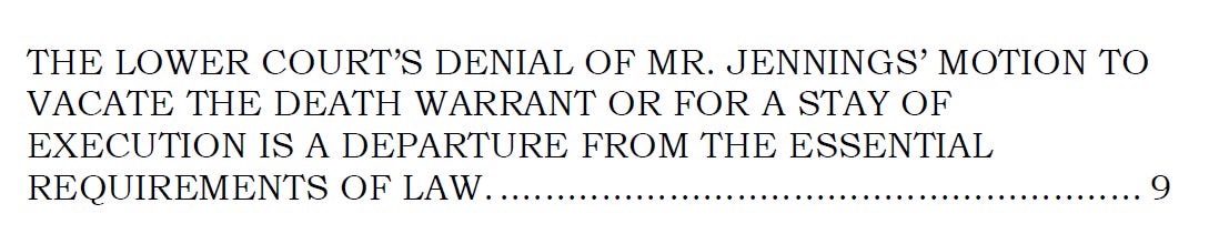 JENNINGS WARRANT: Pending review of Nonfinal Order