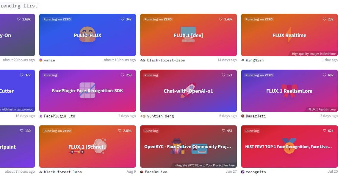 Huggingface Top Trending spaces (as of 19 Sep 2024)