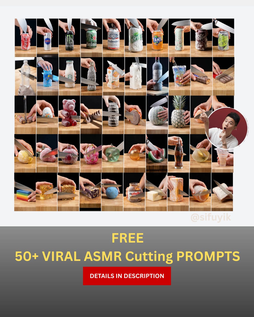 50 ASMR CUTTING VIDEO PROMPTS Image Prompts + Video Prompts — All 50 ...