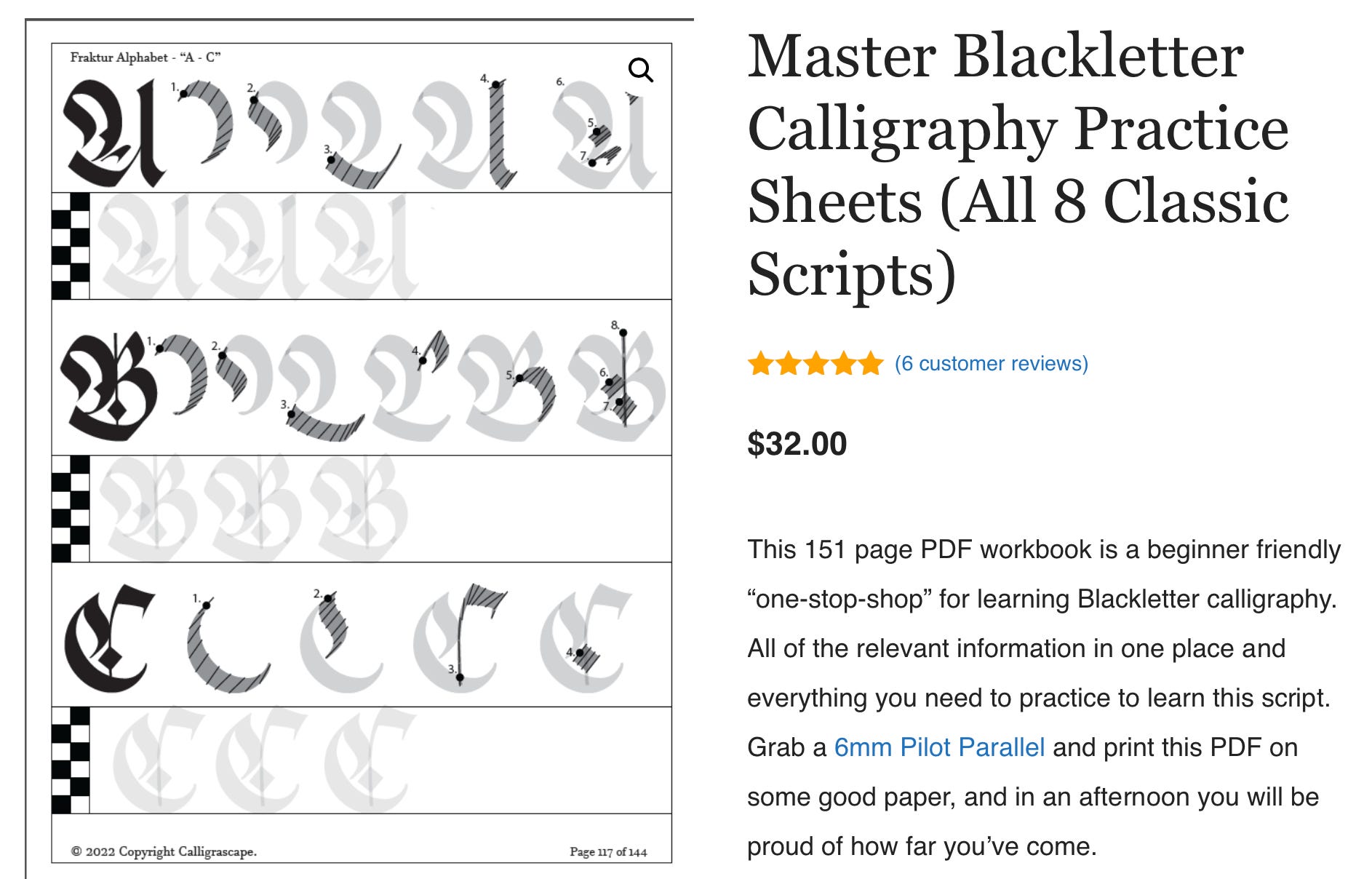 Review: Calligrascape Blackletter Practice Sheets