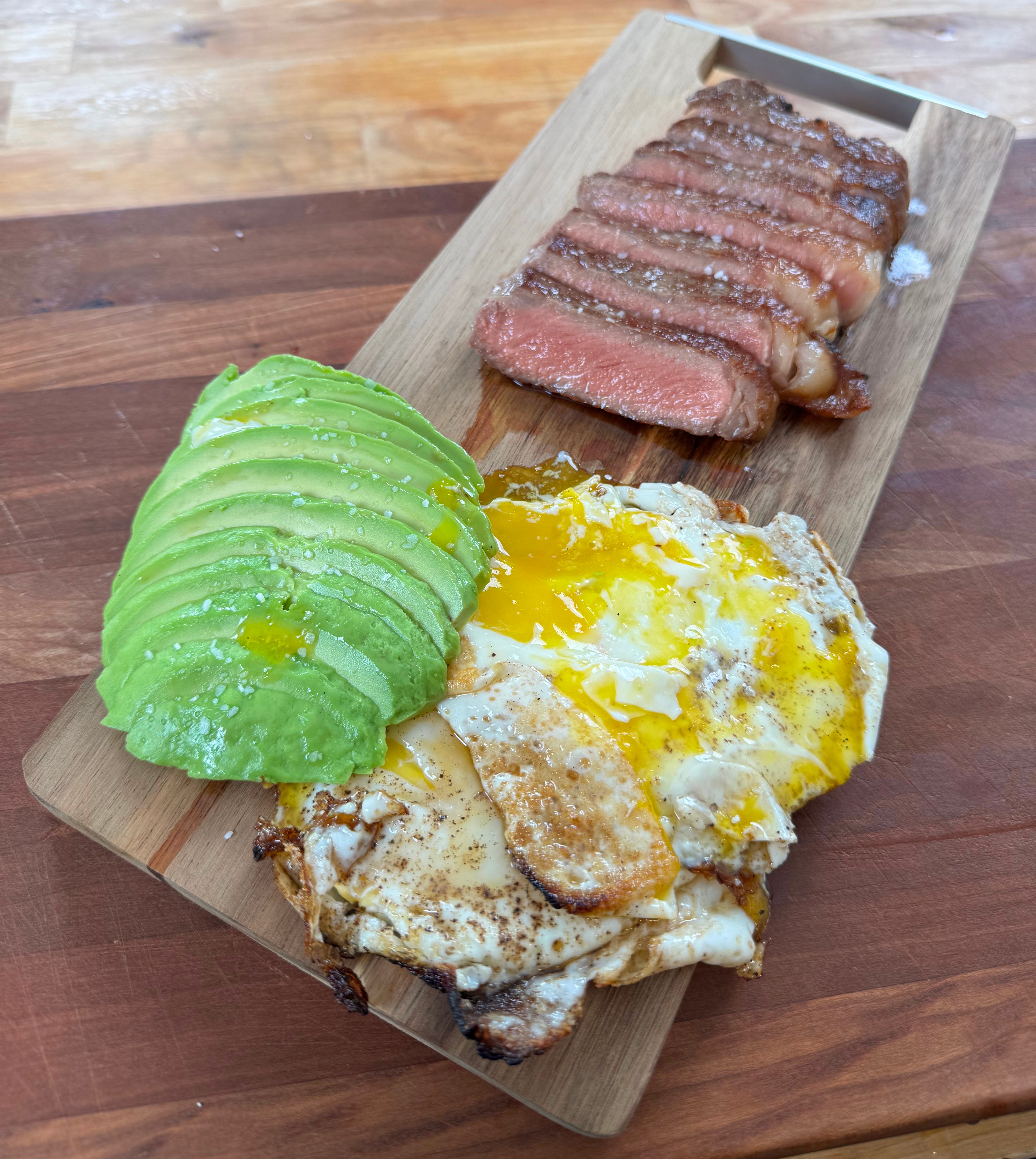 Steak, Eggs, and Avocado Breakfast Board - by Ian Fujimoto