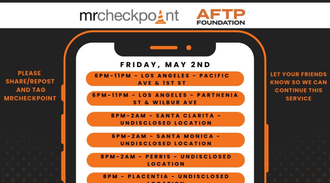 DUI Checkpoints Friday May 2nd 2025 - MrCheckpoint