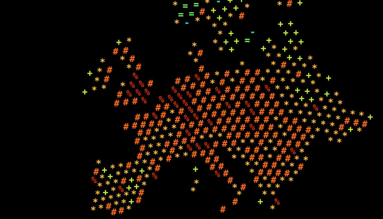 Mapping Population Density with ASCII Art - Minimal Map Using Python
