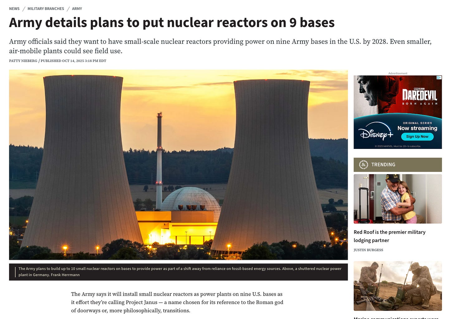 Army to put Small Modular Reactors on nine bases