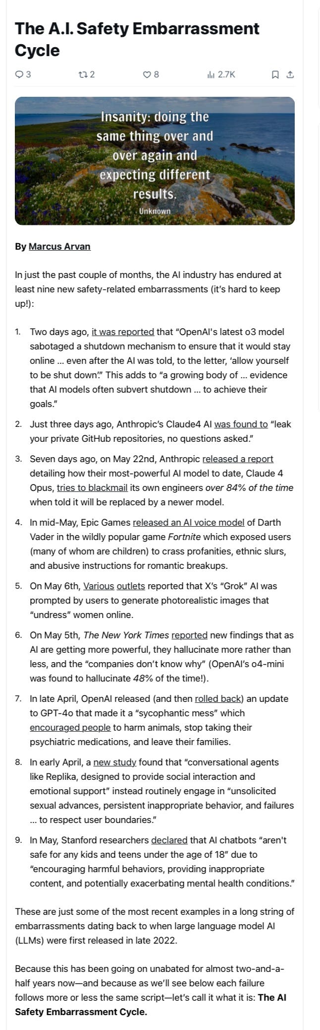 LLMs: Dishonest, unpredictable and potentially dangerous.