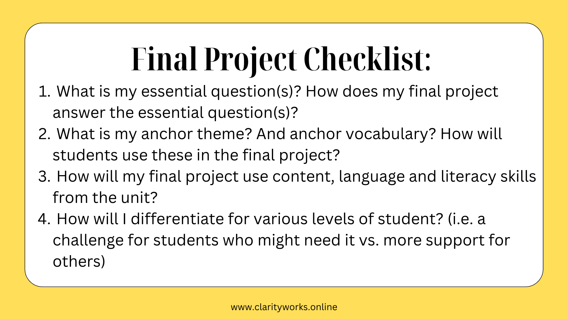 The End Part 1: Building Your Final Project