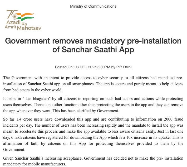 Sanchar Saathi and the Right to Delete: A Win for Privacy
