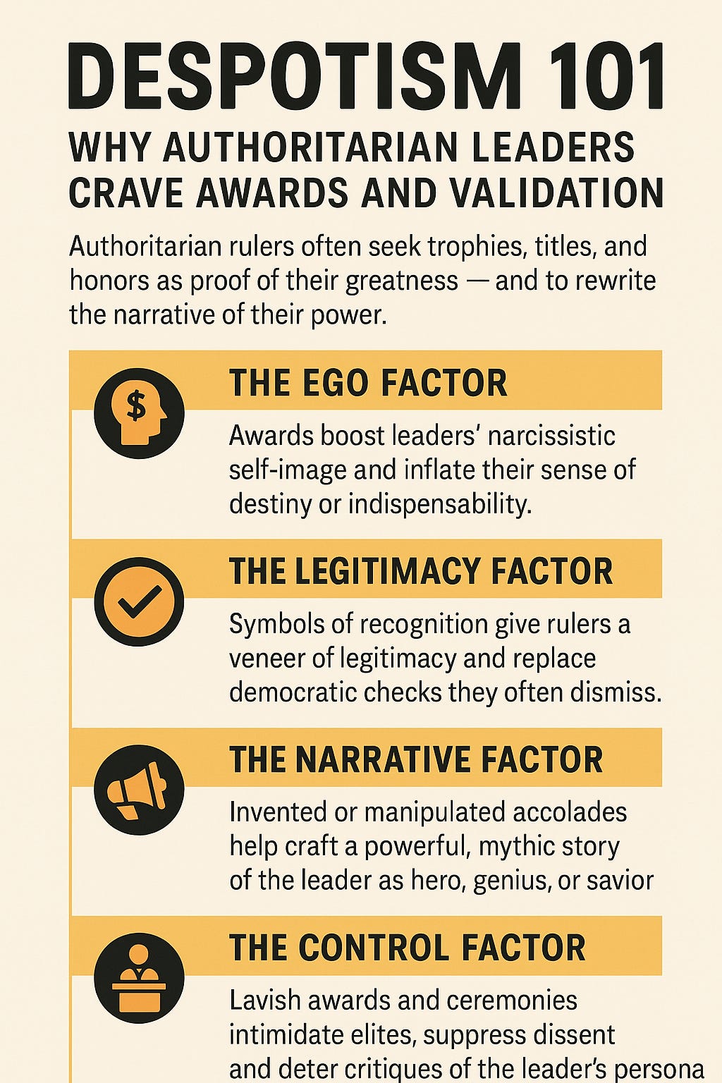 Despotism 101: Why Authoritarian Figures Crave Awards, Validation ...