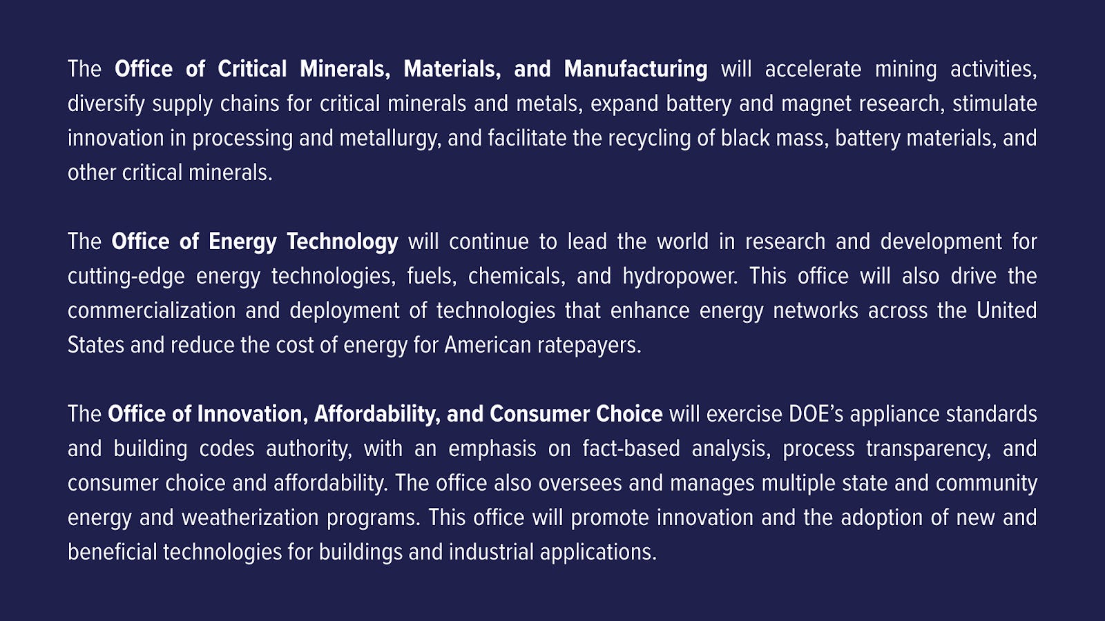 U.S. Department of Energy Realigns Several Offices and Missions Under ...