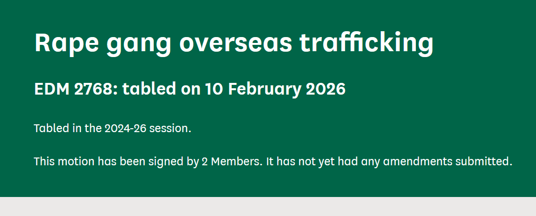 Task: please ask your MP to sign the motion by Rupert Lowe. To find the ...