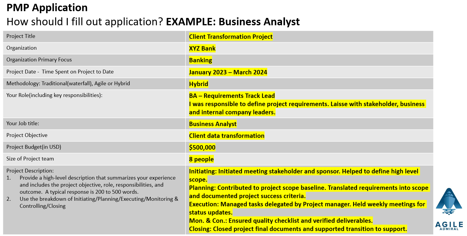 How to fill PMP application?