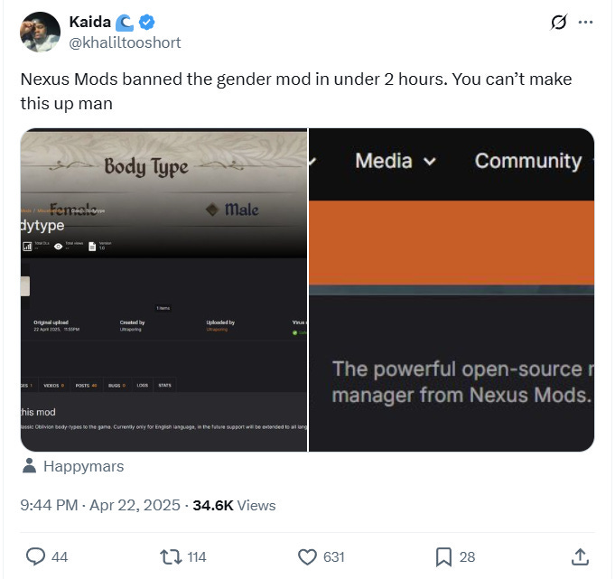 Nexus Mods Explains Why It Reinstated Mod Replacing Body Types With ...