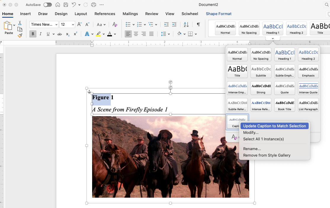 Easy Figure and Table Captions in Word