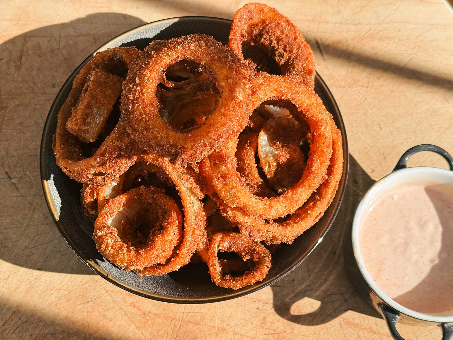 Crispy Game Day Onion Rings - by Tini Younger - Roux Girl