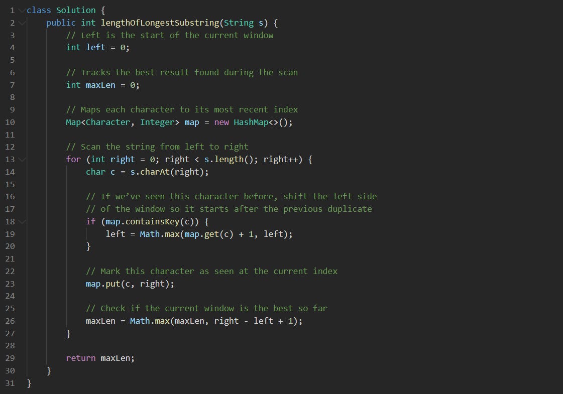 LeetCode #3: Longest Substring Without Repeating Characters — Solved in Java