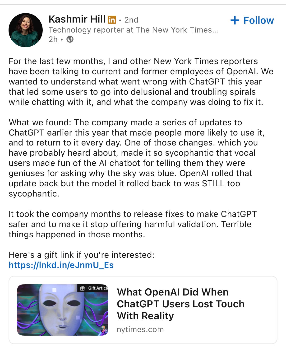 ChatGPT and delusions: an important new inside look at OpenAI