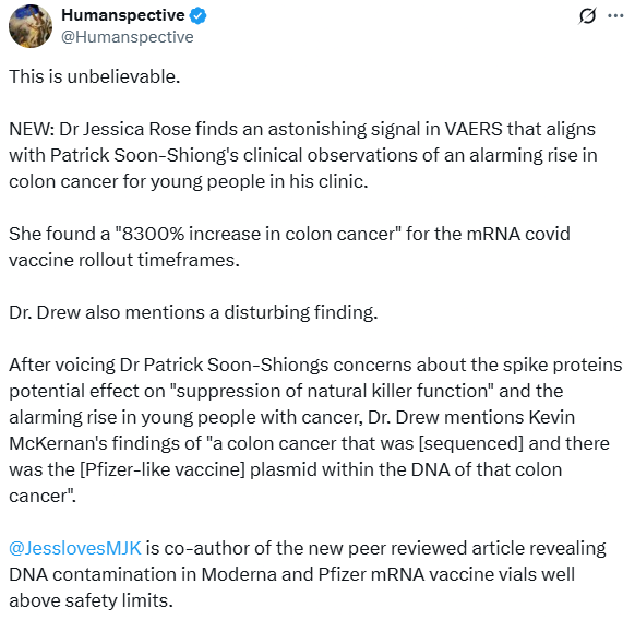 VAERS Data Reveals 8,300% Explosion in Colon Cancer Reports Since mRNA ...