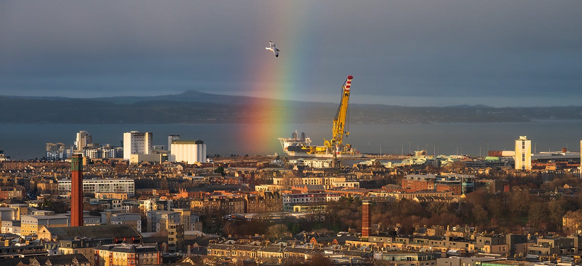Les Alizés Enormous Crane Vessel at Leith for Wind Farm