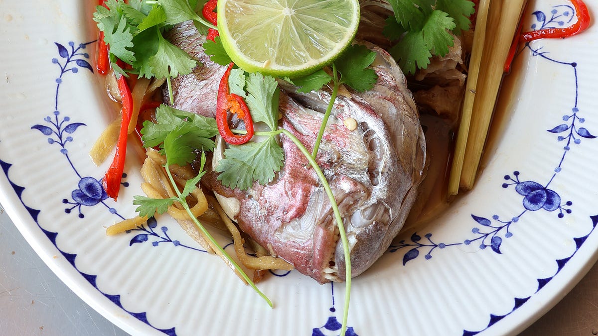 Thai-style BBQ Steamed Snapper with Ginger, Lemongrass and Lime