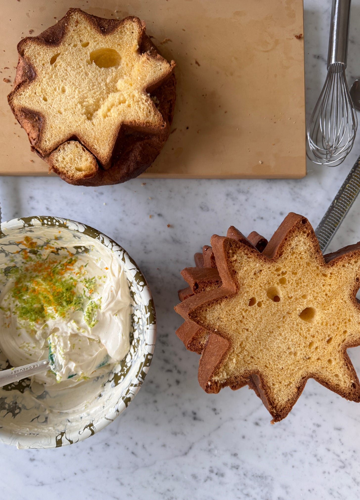 Christmas olive oil and citrus pandoro cake